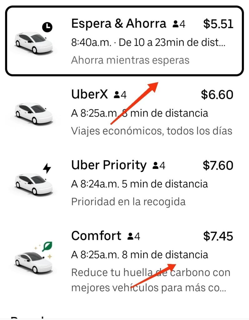 Diferencias entre UberX, UberXL, Uber Comfort y Uber Black